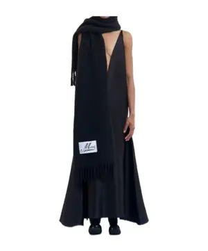 Marni Logo Patch Fringed-edge Scarf