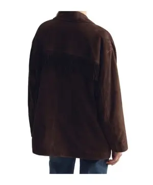 NILI LOTAN Fringed Suede Jacket - Black