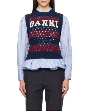 GANNI Striped Knitted Vest