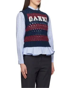 GANNI Striped Knitted Vest