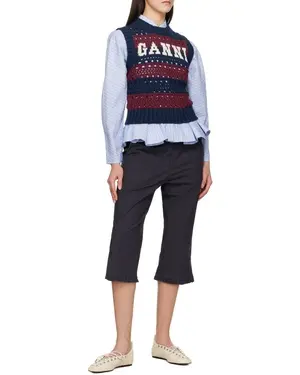 GANNI Striped Knitted Vest