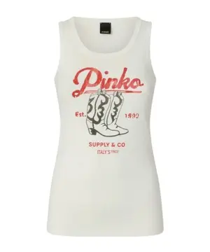 Pinko Graphic Tank Top - White