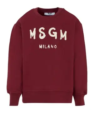 MSGM Logo-print Crew-neck Sweatshirt - Red