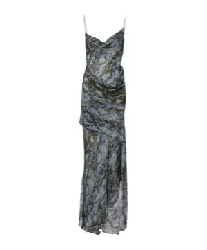 Christopher Esber Snake-print Draped Silk Maxi Dress