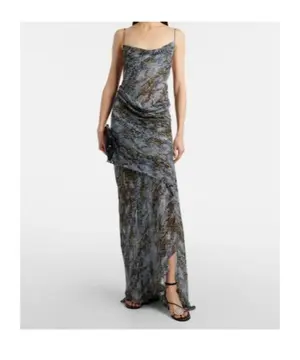 Christopher Esber Snake-print Draped Silk Maxi Dress