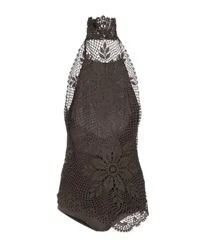 Magda Butrym Crochet Cotton Top - Brown