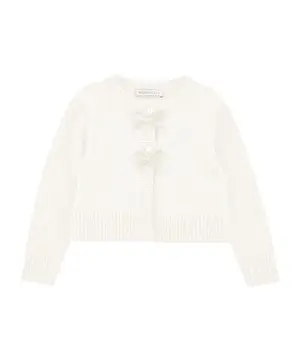 Monnalisa Long-sleeved Knitted Cardigan - Cream