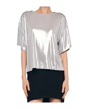 Norma Kamali Short Sleeve Boxy T - Silver