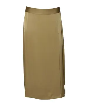 Aspesi Pleated Long Satin Skirt - Green