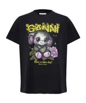GANNI Pattern-printed Crewneck T-shirt - Phantom Black