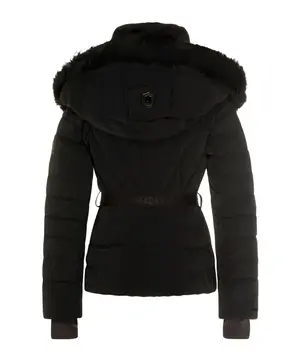 Mackage Hooded Fur-trim Belted Waist Coat