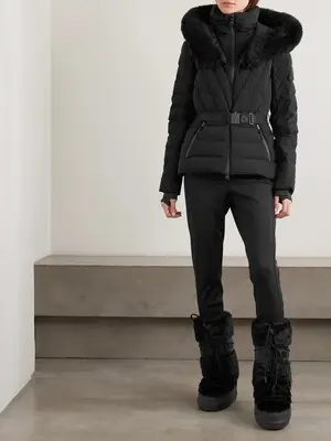Mackage Hooded Fur-trim Belted Waist Coat