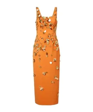 Carolina Herrera Floral-appliqué Gown - Orange
