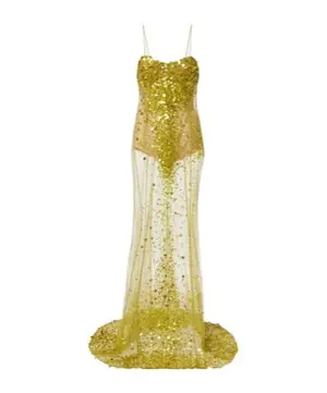 Attico Sequined Sheer Mesh Gown - Multicolor