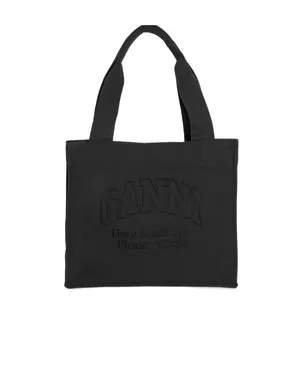 GANNI Logo Embroidered Large Tote Bag