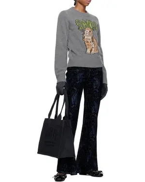 GANNI Logo Embroidered Large Tote Bag