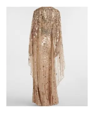 Jenny Packham Honey Dew Caped Embellished Gown