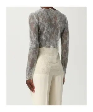 Alberta Ferretti Long Sleeve Lace Top - White
