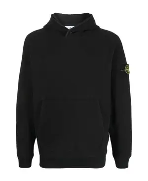 Stone Island Compass Patch Long-sleeved Hoodie - Black