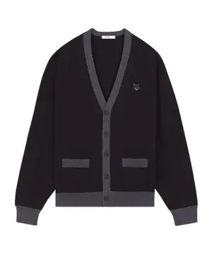 Maison Kitsuné Bold Fox Head Patch V-neck Cardigan - Black