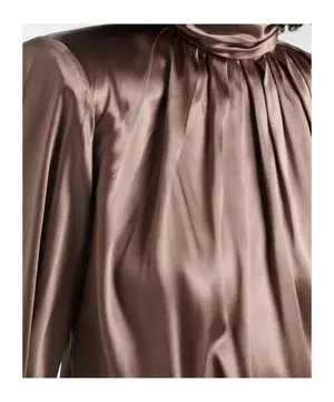 MUGLER Draped Silk-blend Satin Top