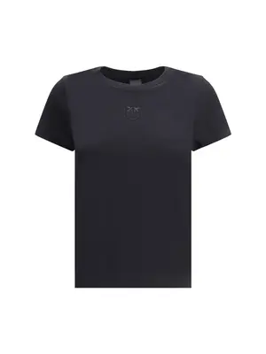 Pinko Logo-embroidered Crewneck T-shirt - Black