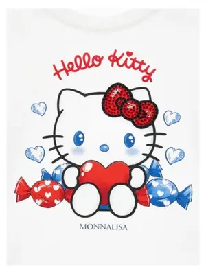 Monnalisa Hello Kitty Printed Crewneck T-shirt