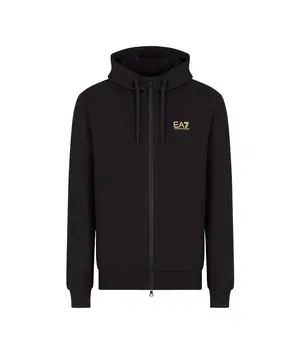 EA7 Logo-detail Zip-up Hoodie - Black