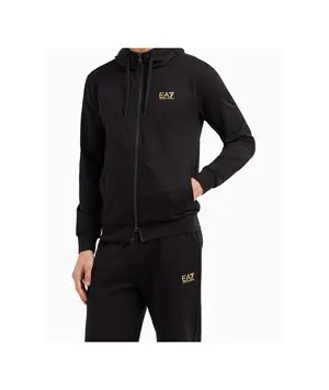 EA7 Logo Detail Full Zip Hoodie - Black