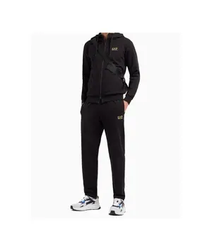 EA7 Logo Detail Full Zip Hoodie - Black