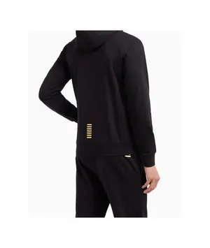 EA7 Logo Detail Full Zip Hoodie - Black