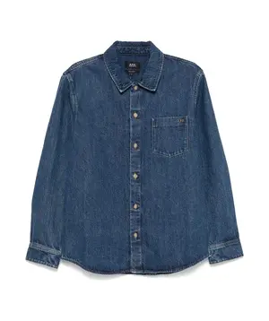 A.p.c. Logo Embroidered Shirt Jacket - Blue