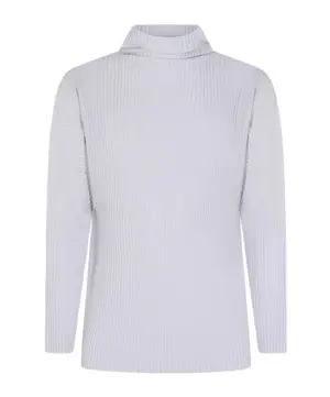 Issey Miyake High Neck Pleated Top - White