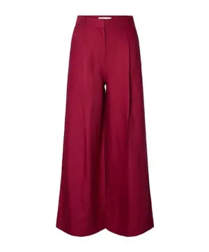 SELECTED Wide Fit Linen-blend Trousers - Anemone