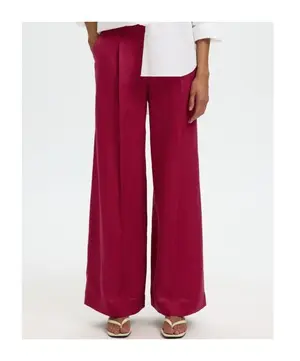 SELECTED Wide Fit Linen-blend Trousers
