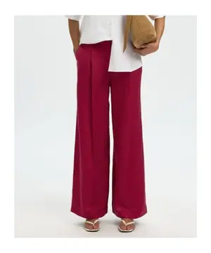 SELECTED Wide Fit Linen-blend Trousers