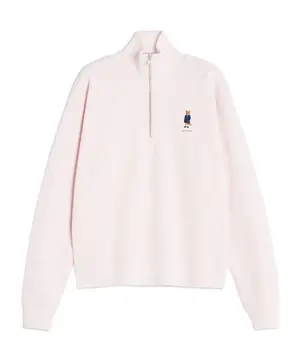 Maison Kitsuné Dressed Fox Half Zip Sweatshirt - Light Rose