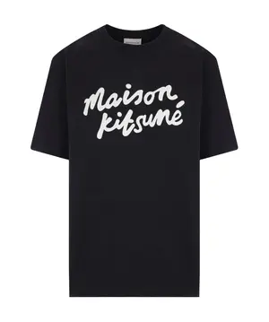 Maison Kitsuné Logo Printed Crewneck T-shirt - Black