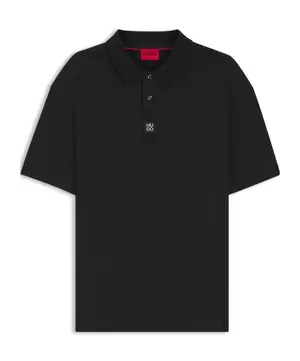 Hugo Boss Logo Patch Cotton Polo Shirt - Black