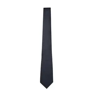 Canali Pattern Jacquard Silk Tie - Black