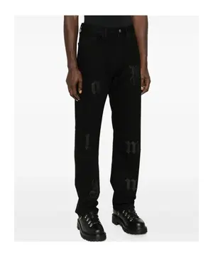 Palm Angels Logo Patch Straight Leg Jeans