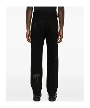 Palm Angels Logo Patch Straight Leg Jeans