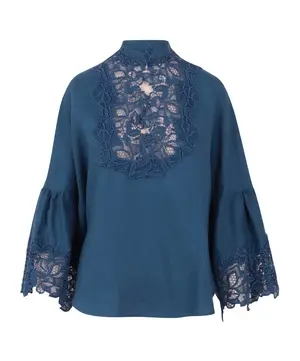 Ermanno Scervino Lace-trim Blouse - Blue