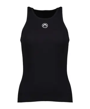 MARINE SERRE Crescent Moon Embroidered Sleeveless Tank Top - Black