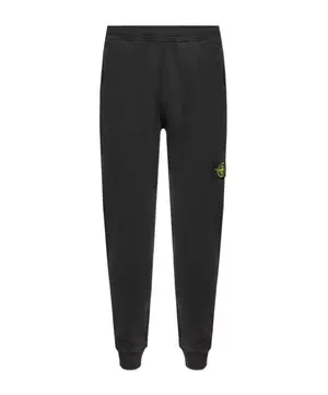 Stone Island Logo Patch Slim Fit Trousers - Black