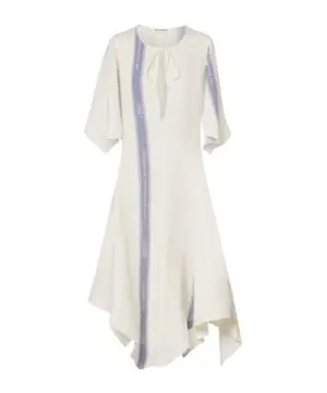 J.W.ANDERSON Jw Anderson Asymmetrical Linen Maxi Dress With Logo Bands