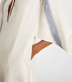 J.W.ANDERSON Jw Anderson Asymmetrical Linen Maxi Dress With Logo Bands