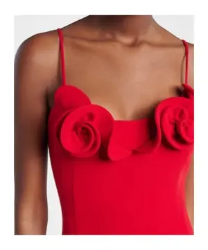 Magda Butrym Floral Appliqué Wool-blend Midi Dress - Red