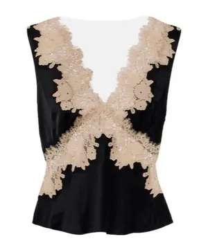 Rixo Emmie Lace-trimmed Satin Top - Black