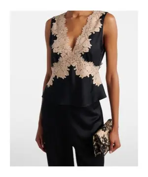 Rixo Emmie Lace-trimmed Satin Top - Black